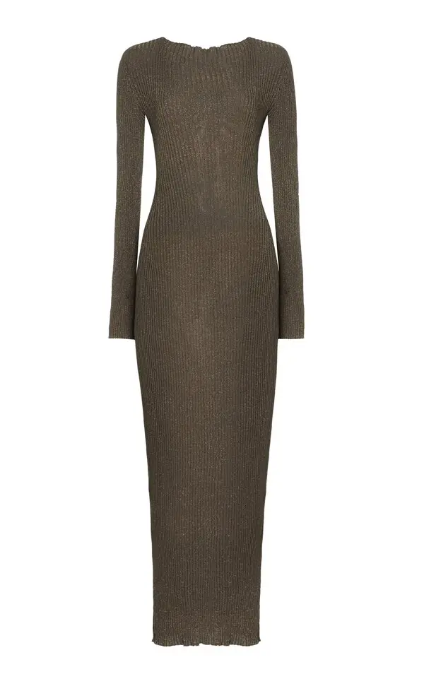 LESET Blake Ribbed-knit Maxi Dress - Green