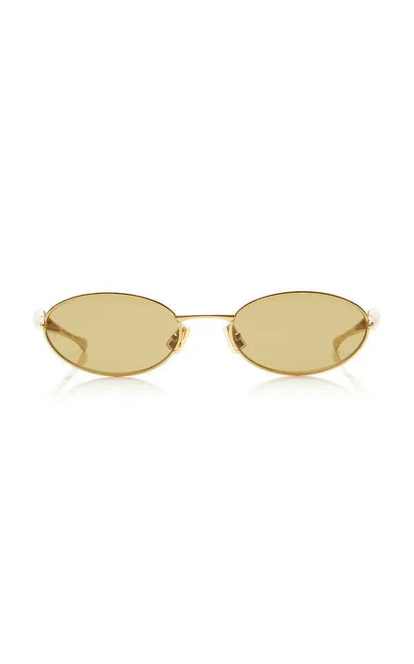 Bottega Veneta Acetate Oval-frame Sunglasses - Gold