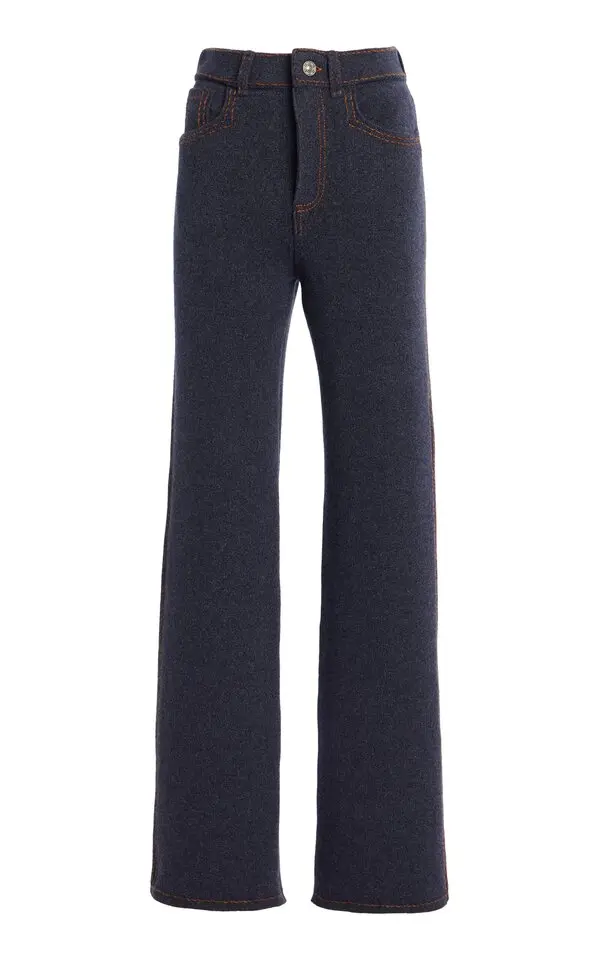 BARRIE Cashmere-denim Flared Pants - Blue