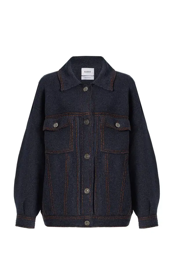 BARRIE Oversized Cashmere-denim Jacket - Blue