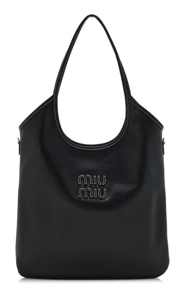 Miu Miu Ivy Leather Tote - Black