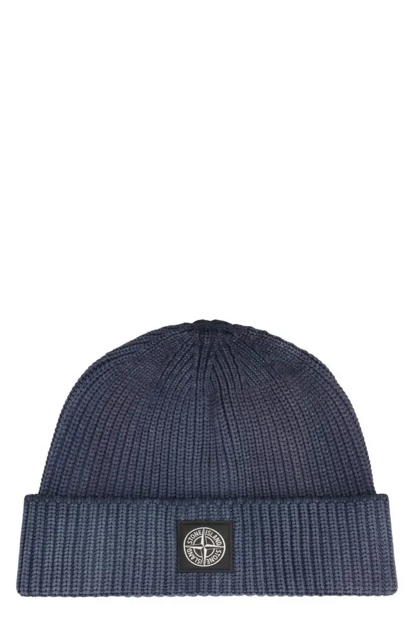 Stone Island Ribbed Knit Hat - Blue