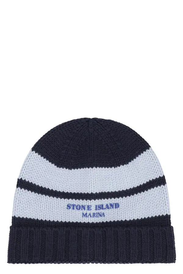 Stone Island Wool Knit Hat - Blue