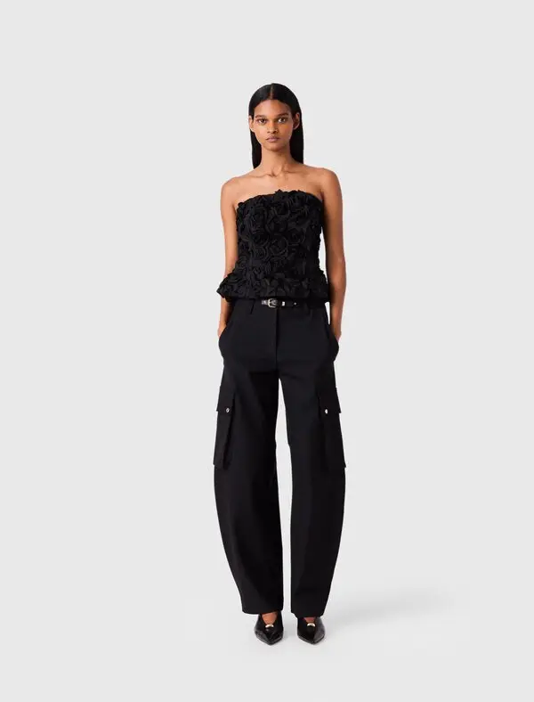 Maje Wool-blend Cargo Trousers - Black