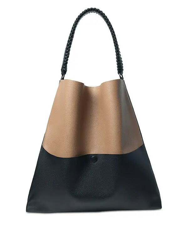 Callista Leather Tote - Black/camel