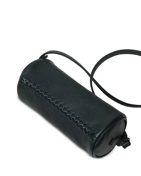 Callista Mini Barrel Bag Grained Leather - Black