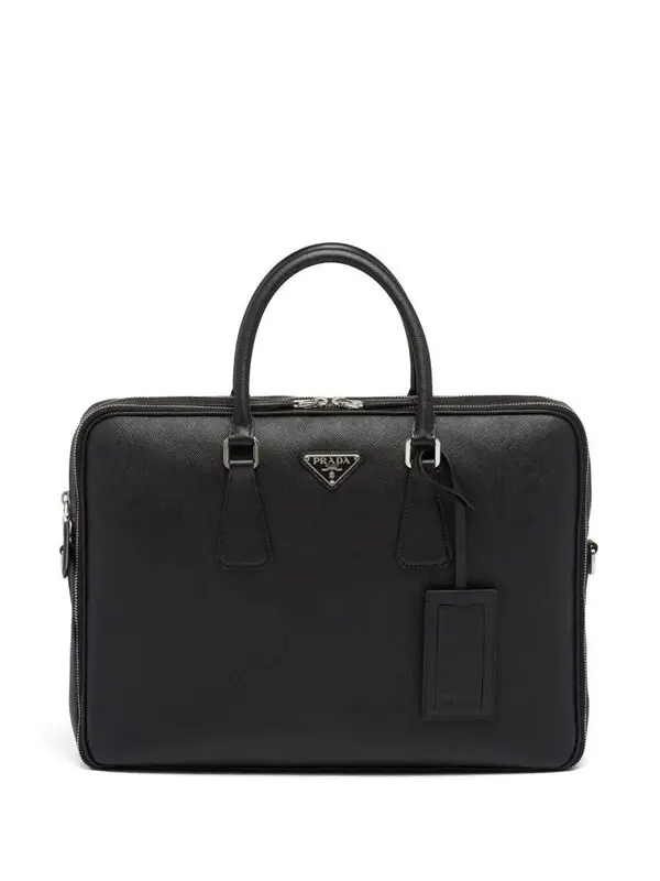 Prada Saffiano Leather Briefcase - Black