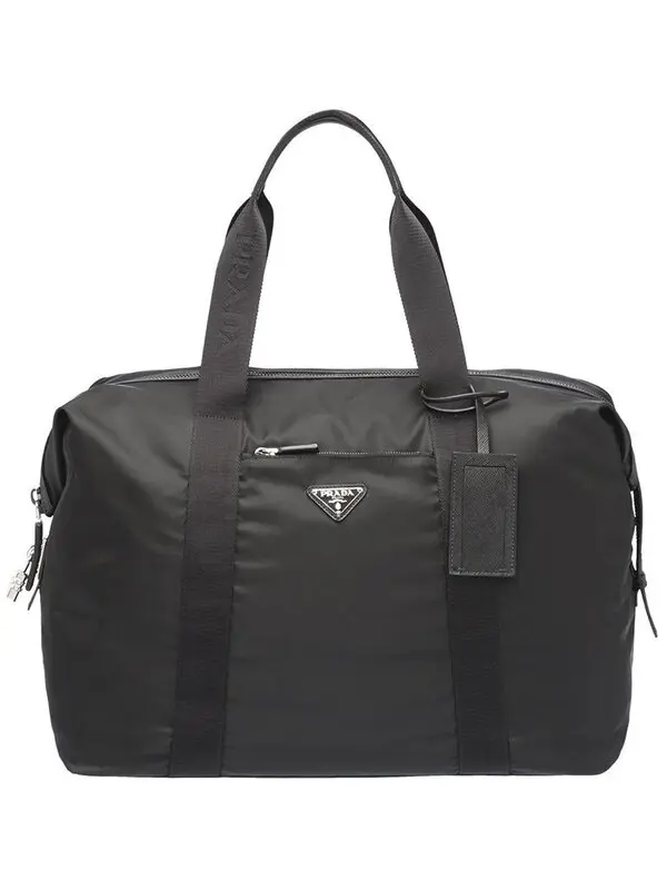Prada Re-nylon And Saffiano Leather Duffle Bag - Black