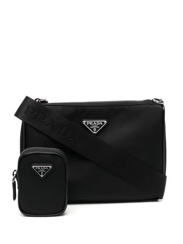Prada Re-nylon And Saffiano Leather Shoulder Bag - Black