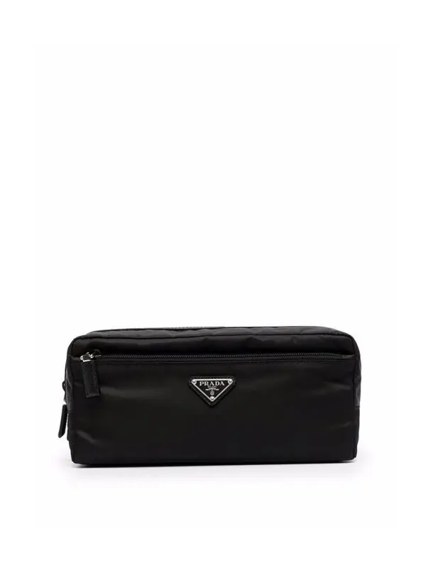 Prada Re-nylon And Saffiano Leather Travel Pouch - Black