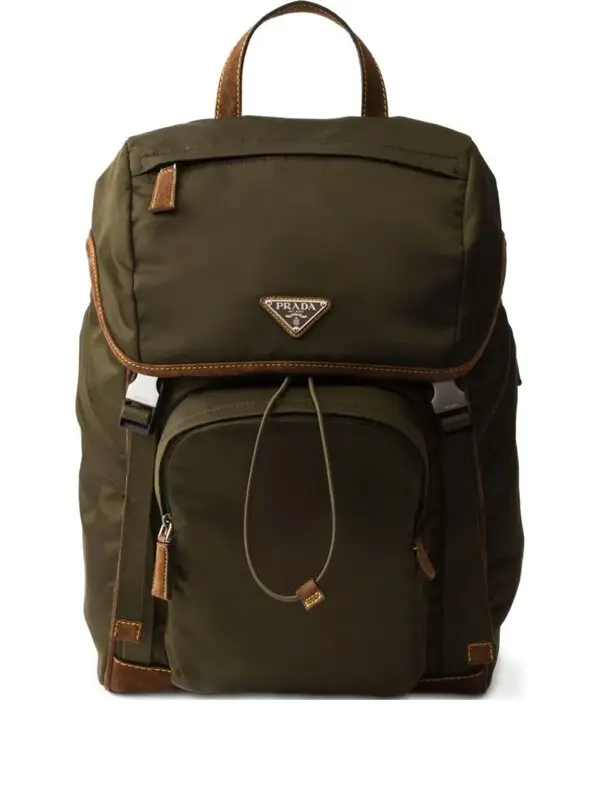 Prada Re-nylon And Suede Backpack - Green