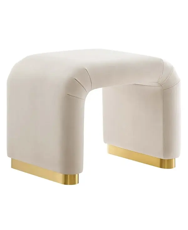 MODWAY Koda Performance Velvet Waterfall Stool - Brass Almond