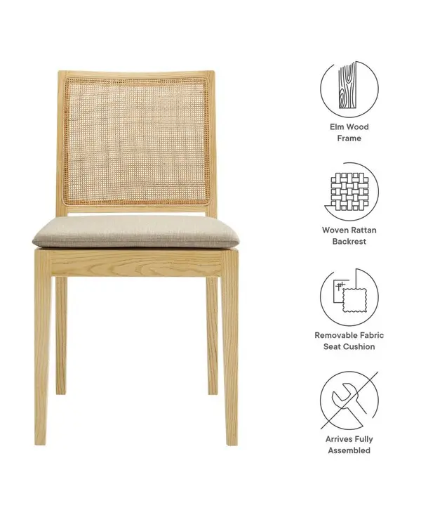 MODWAY Ovard Wood And Rattan Dining Chair
