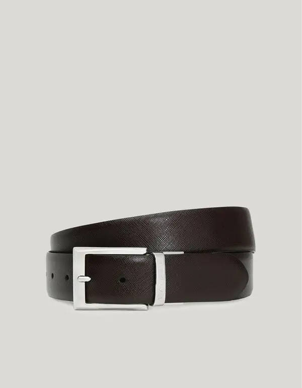 Canali Reversible Leather Belt - Black