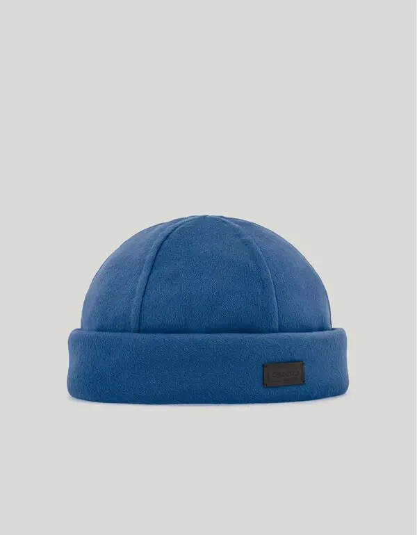 Canali Beanie With Double Stitching And Leather Logo Tag - Blue