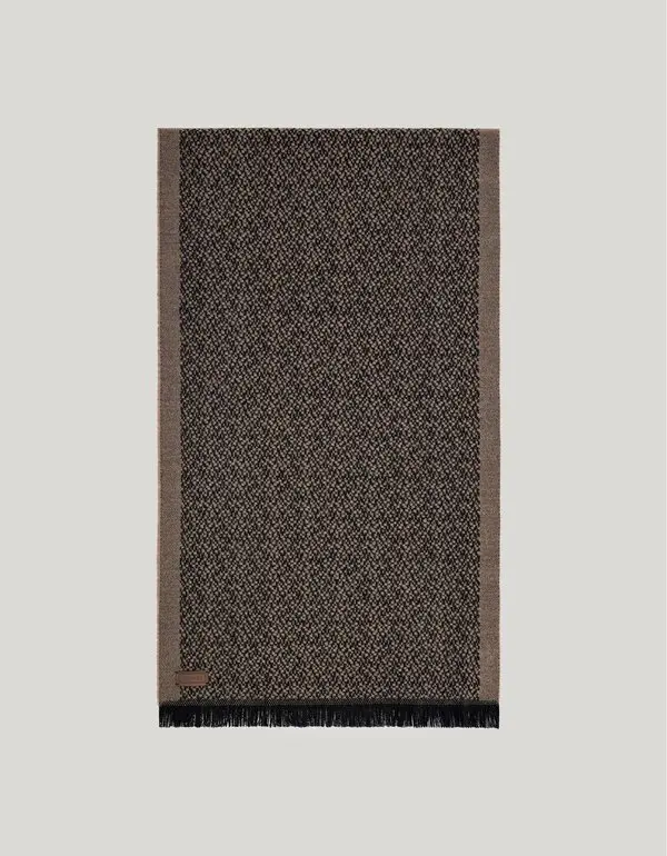 Canali Micro Textured Virgin Wool Scarf - Brown
