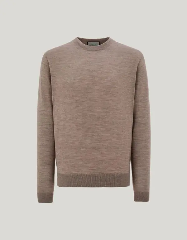 Canali Extra-fine Merino Wool Crew Neck Sweater - Brown