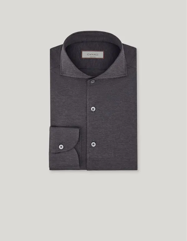 Canali Regular-fit Shirt In Cotton Jersey - Grey