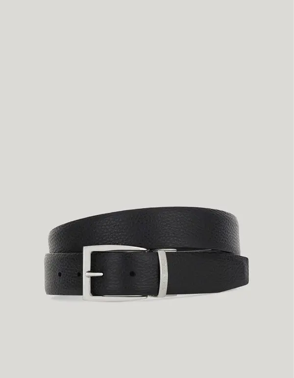 Canali Reversible Calfskin Belt - Black