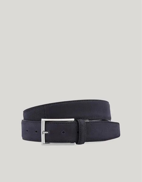 Canali Suede Calfskin Belt - Blue