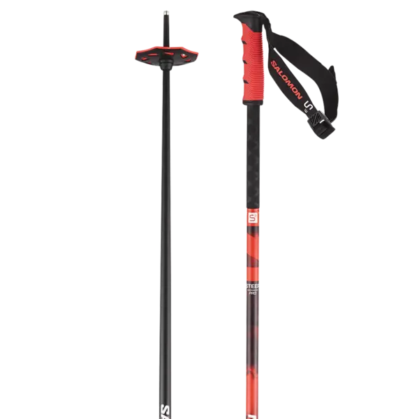 SALOMON Steep Pro S3 Ski Poles - Black / Nasturtium