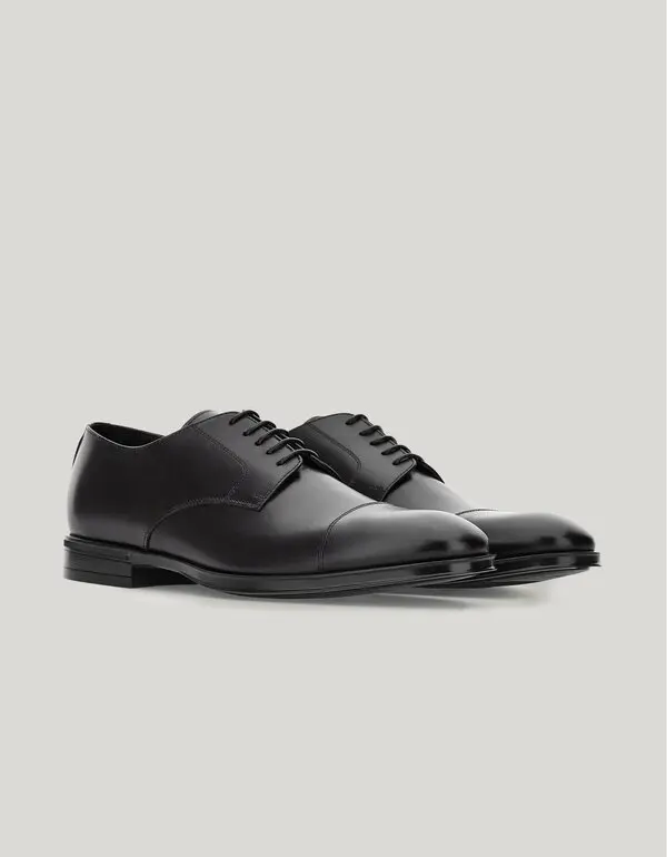 Canali Derby In Distressed Calfskin - Black