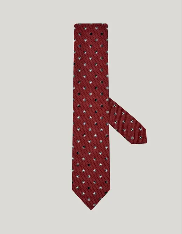 Canali Patterned Silk Jacquard Tie - Red