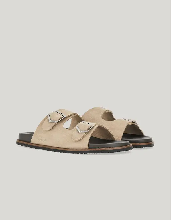 Canali Suede Sandals With Buckle Detail