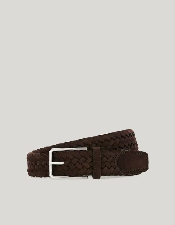 Canali Braided Suede Belt - Brown