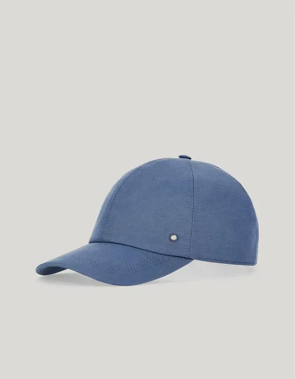 Canali Baseball Cap With Leather Strap - Light Blue