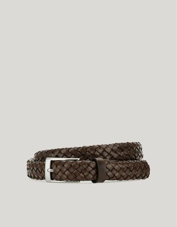 Canali Braided Calfskin Belt - Brown