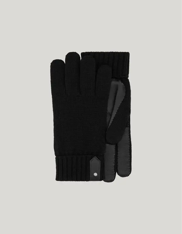 Canali Wool Knit And Sheepskin Gloves - Black