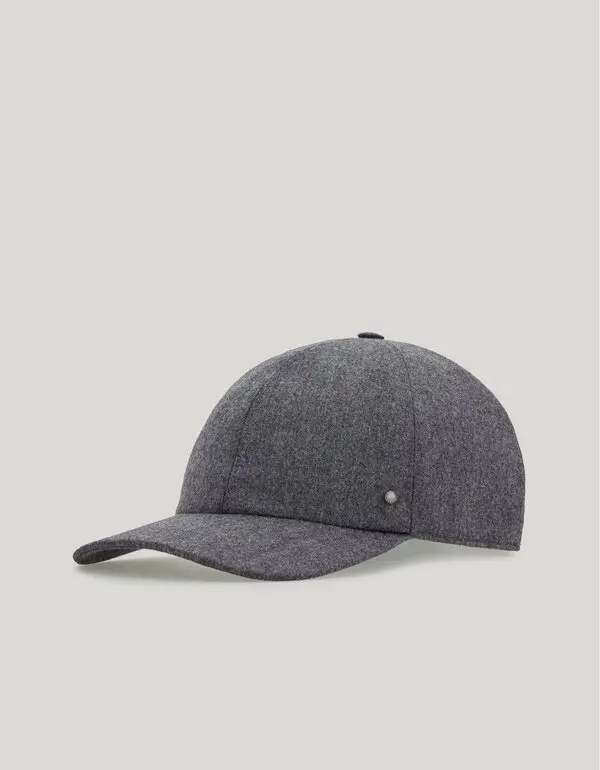 Canali Wool Baseball Cap With Adjustable Leather Closure - Grey