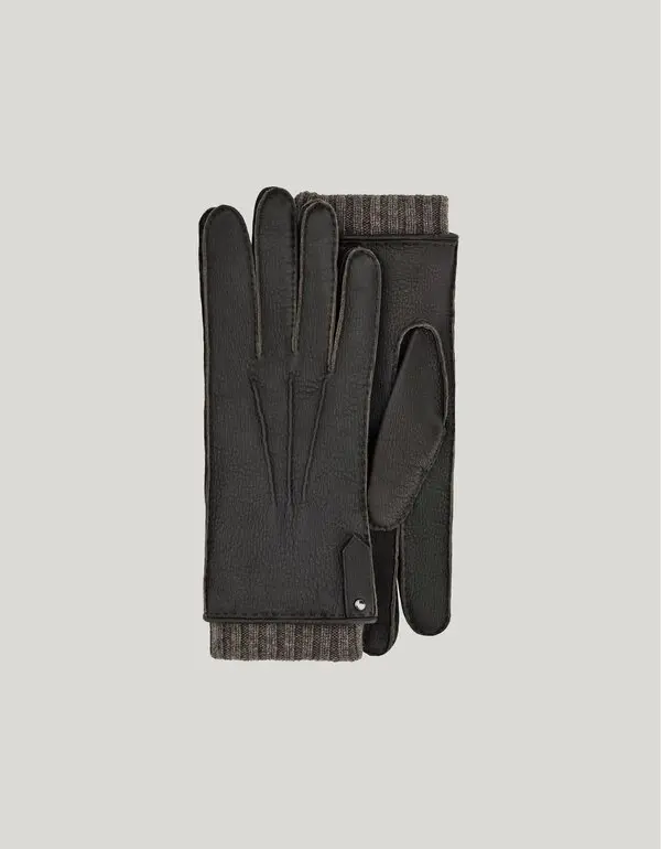 Canali Deerskin Gloves With Cashmere Lining - Brown