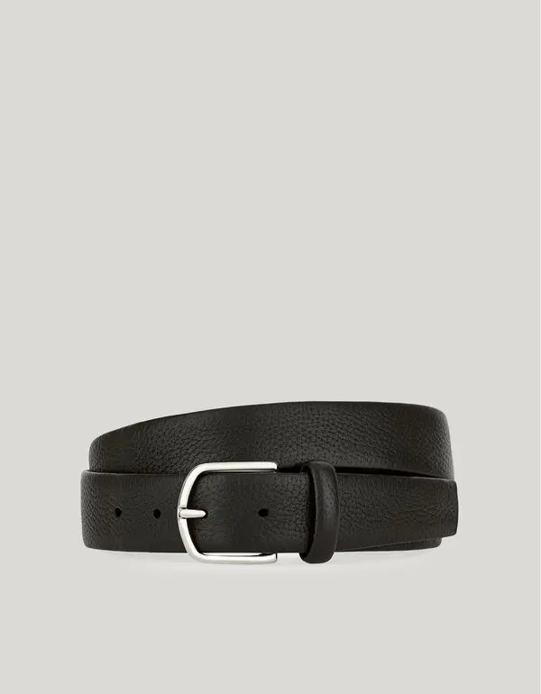 Canali Tubular Deerskin Belt - Black