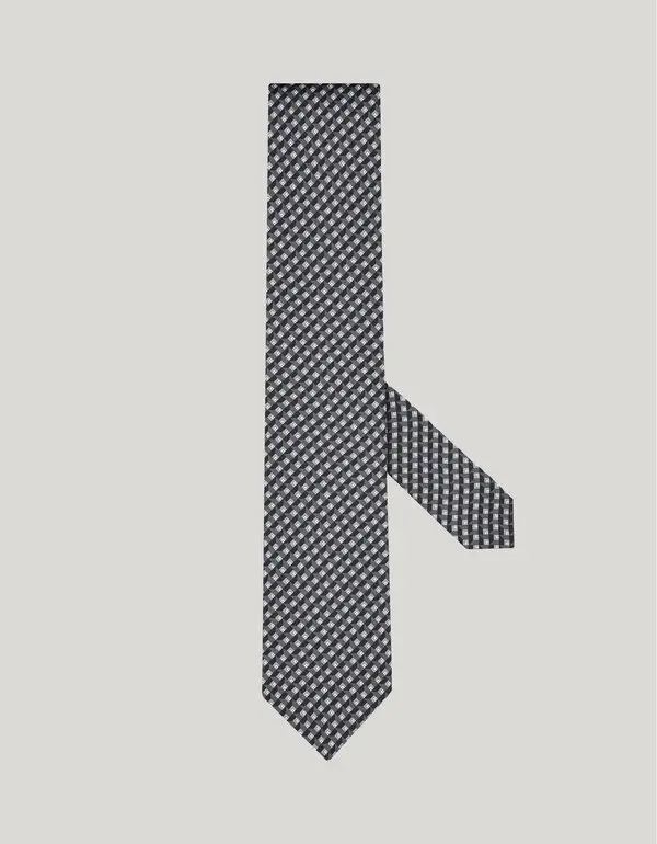 Canali Printed Silk Tie - Grey