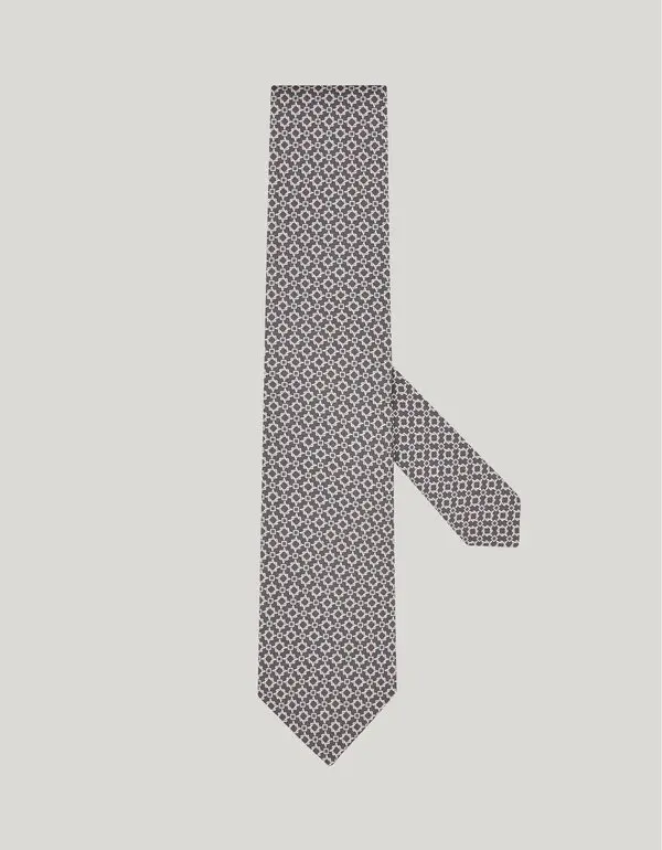 Canali Geometric Printed Tie - Grey