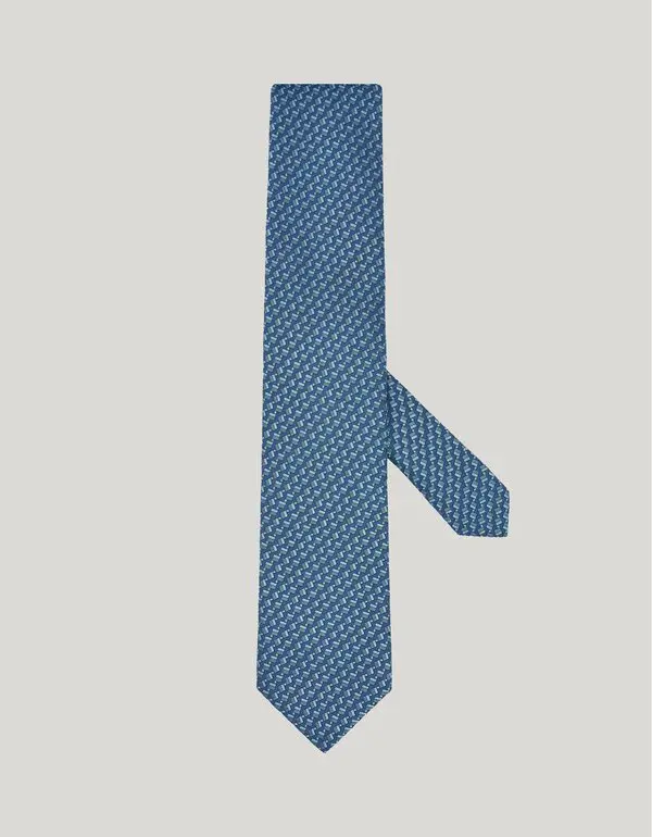 Canali Geometric-patterned Silk Neck Tie - Green