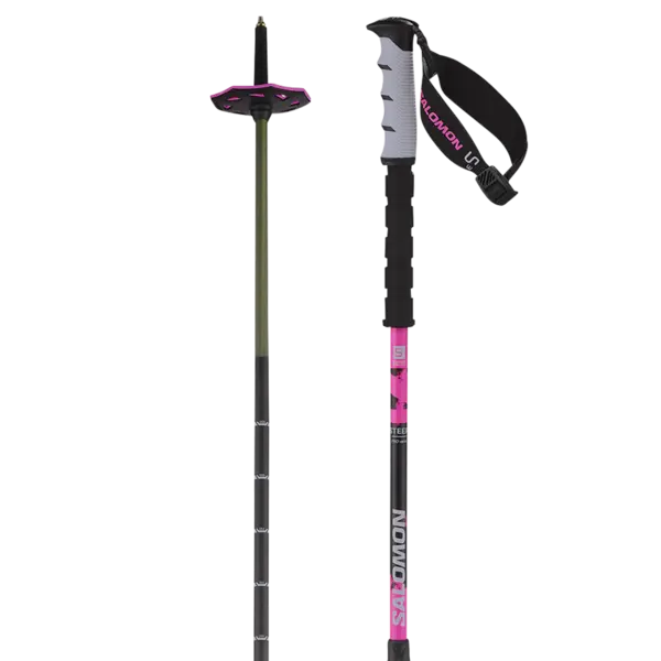 SALOMON Steep Pro Vario S3 Ski Poles - Black/rhodamine