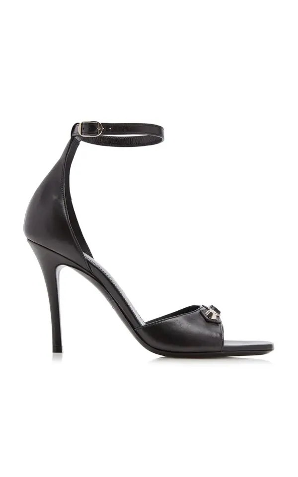 Balenciaga City Heeled Leather Sandals - Black