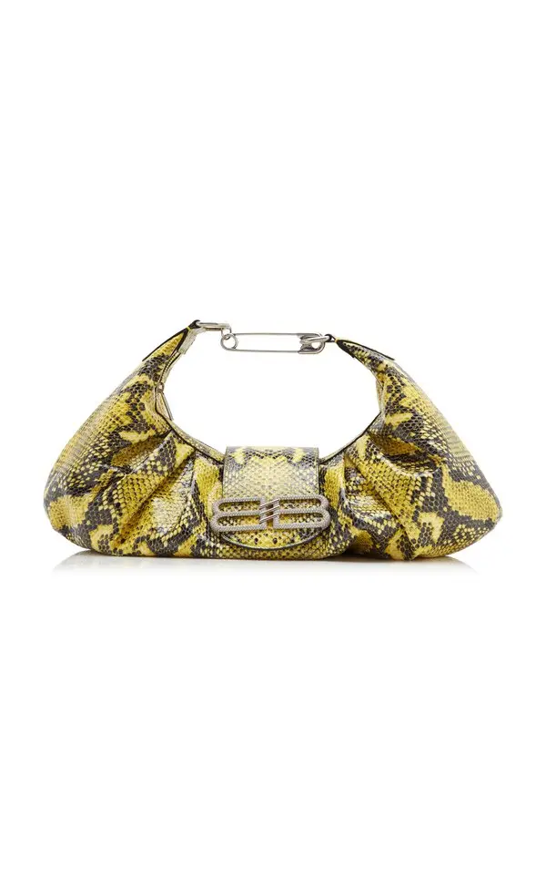 Balenciaga Python Embossed Shoulder Bag - Yellow