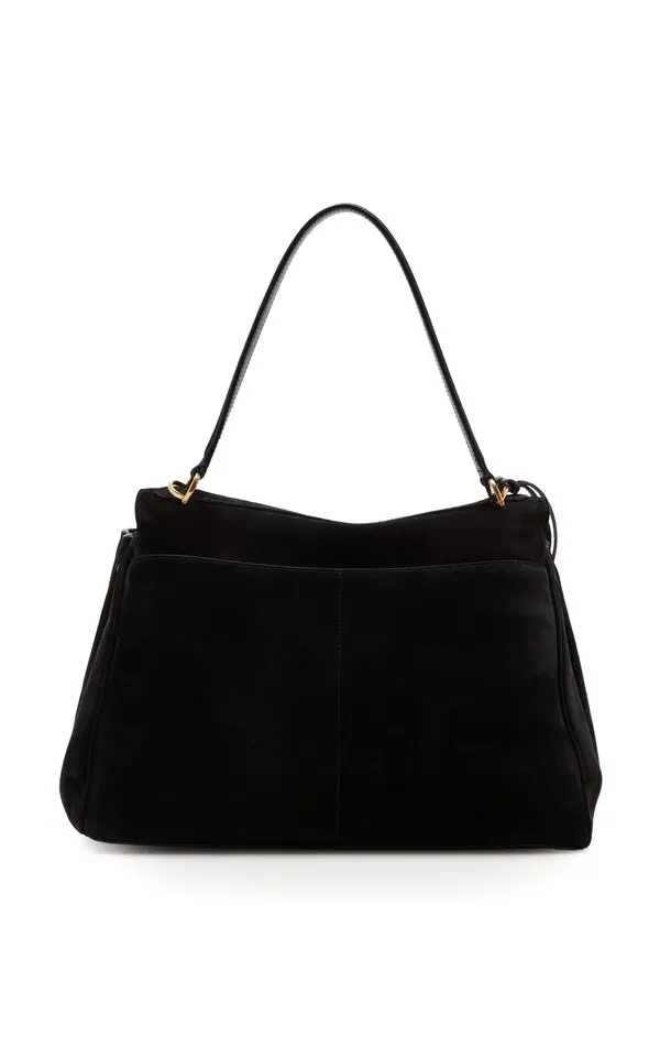 Balenciaga Rodeo Medium Waxed Suede Top Handle Bag - Black