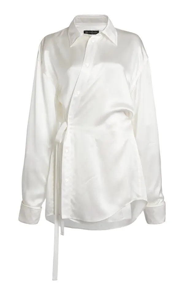 Balenciaga Silk-satin Wrap Shirt