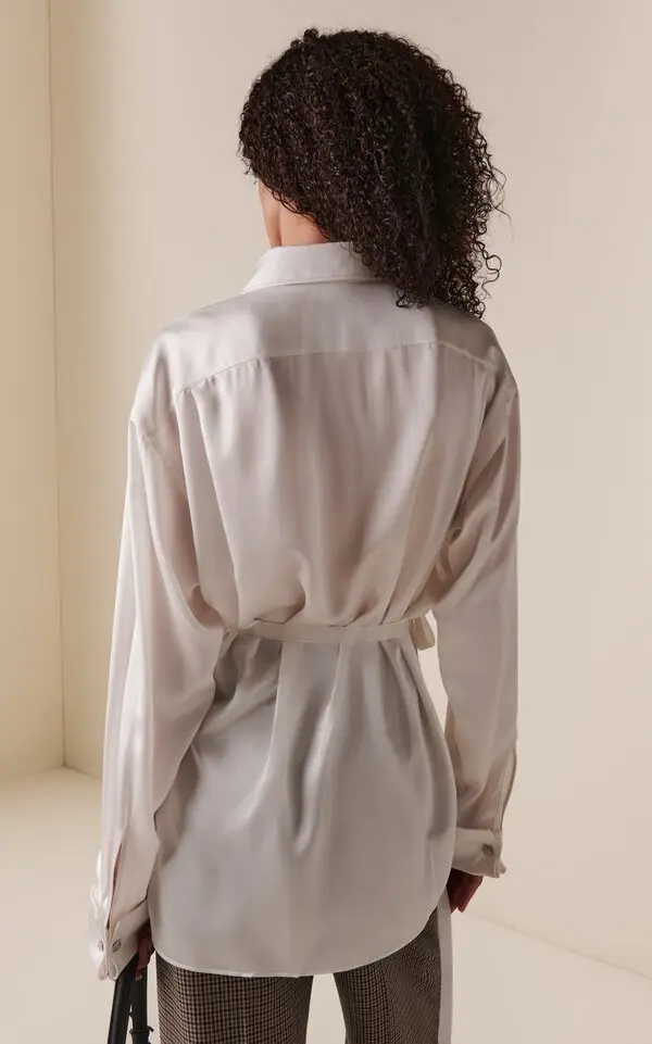 Balenciaga Silk-satin Wrap Shirt - Ivory