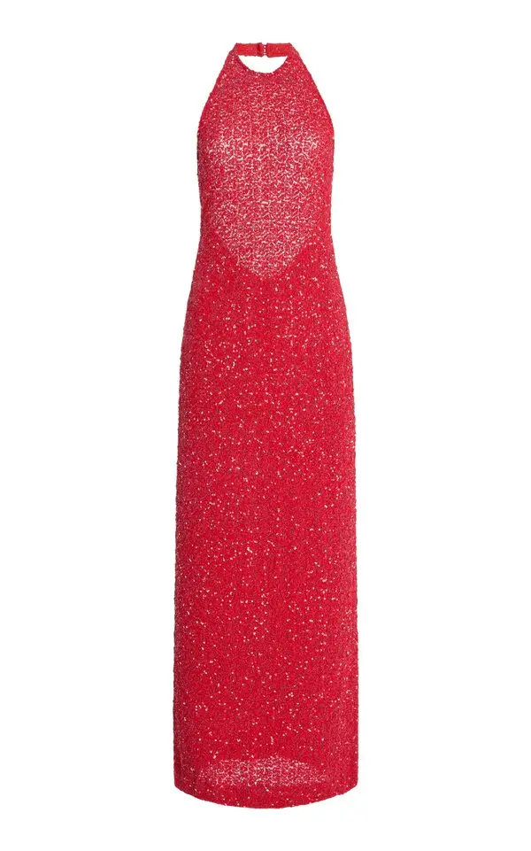 Tove Colette Sequined Knit Midi Dress - Red