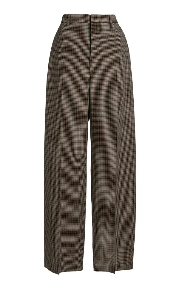 Balenciaga Tailored Check Wide-leg Trousers - Brown