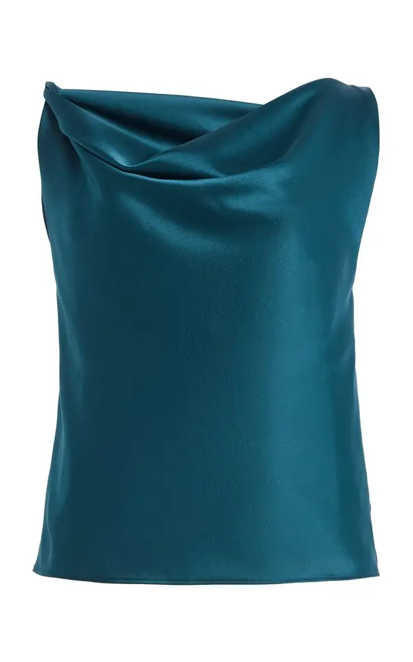LESET Barb Sleeveless Satin Shell - Blue
