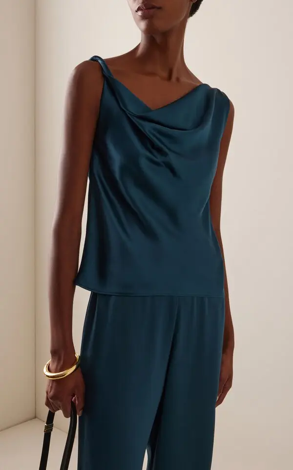 LESET Barb Sleeveless Satin Shell - Blue