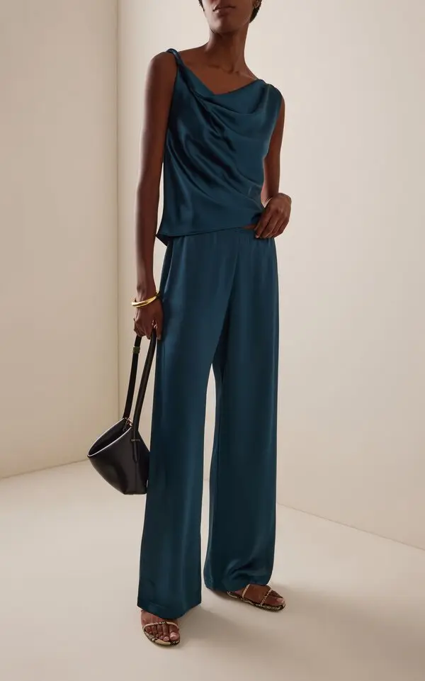 LESET Barb Sleeveless Satin Shell - Blue