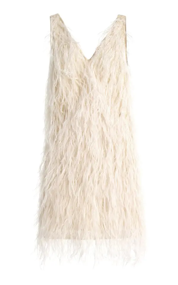 TWP Feather And Bead-embellished Silk Mini Dress